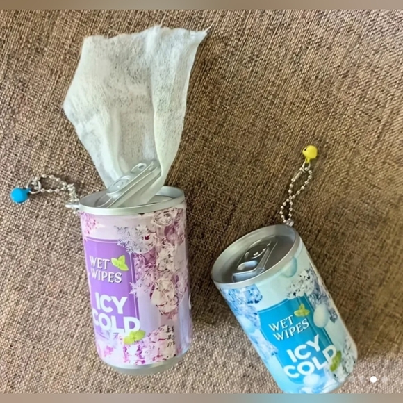 Other | 2 Pieces Purplegreen Cans Wet Wipes 3 Sheets Cute Disposable ...
